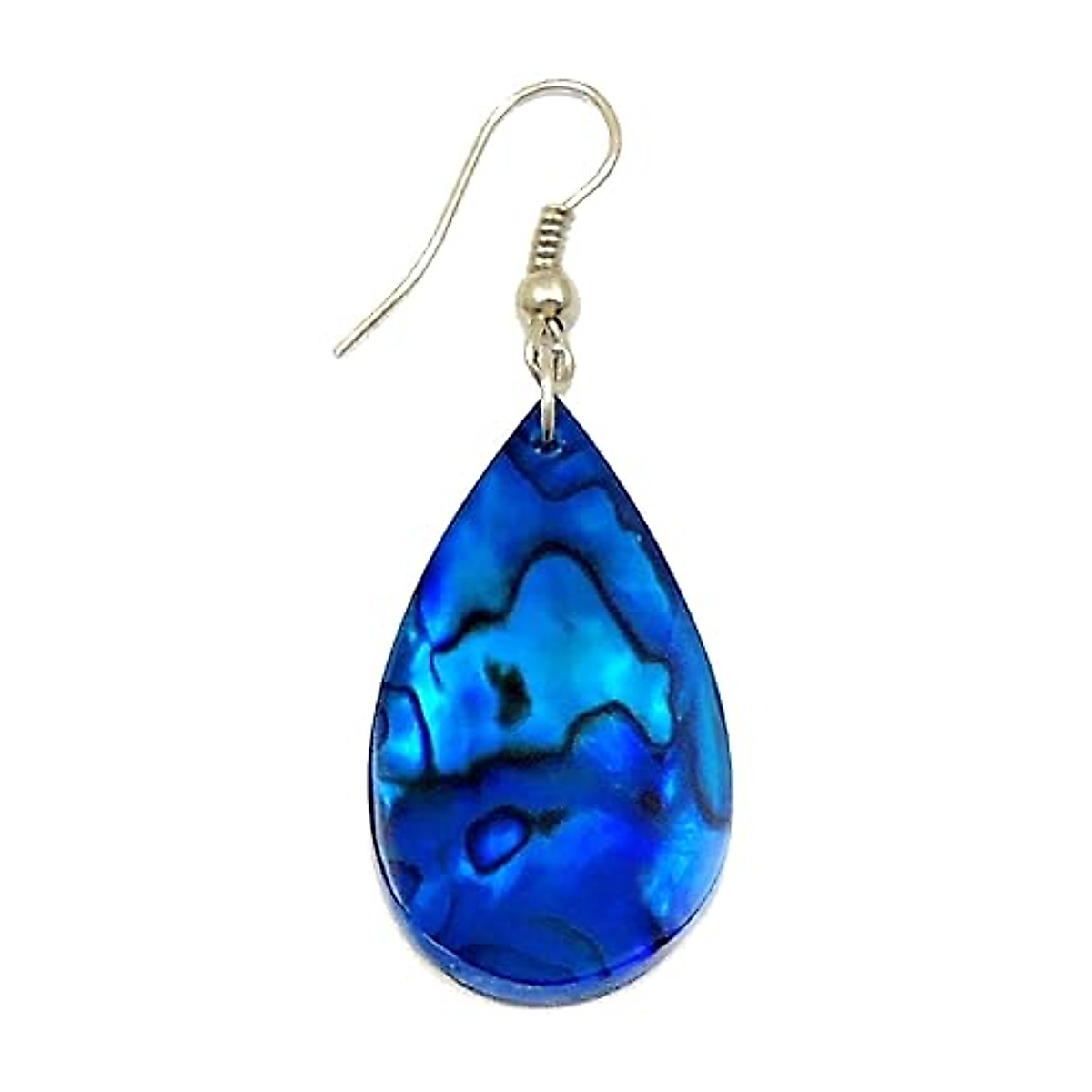 Swimmi Blue Paua Abalone Earrings, Handmade Teardrop Natural Abalone Shell Earrings for Women, Dangle Drop Seashell Earrings Fashion Jewelry GA249-A
