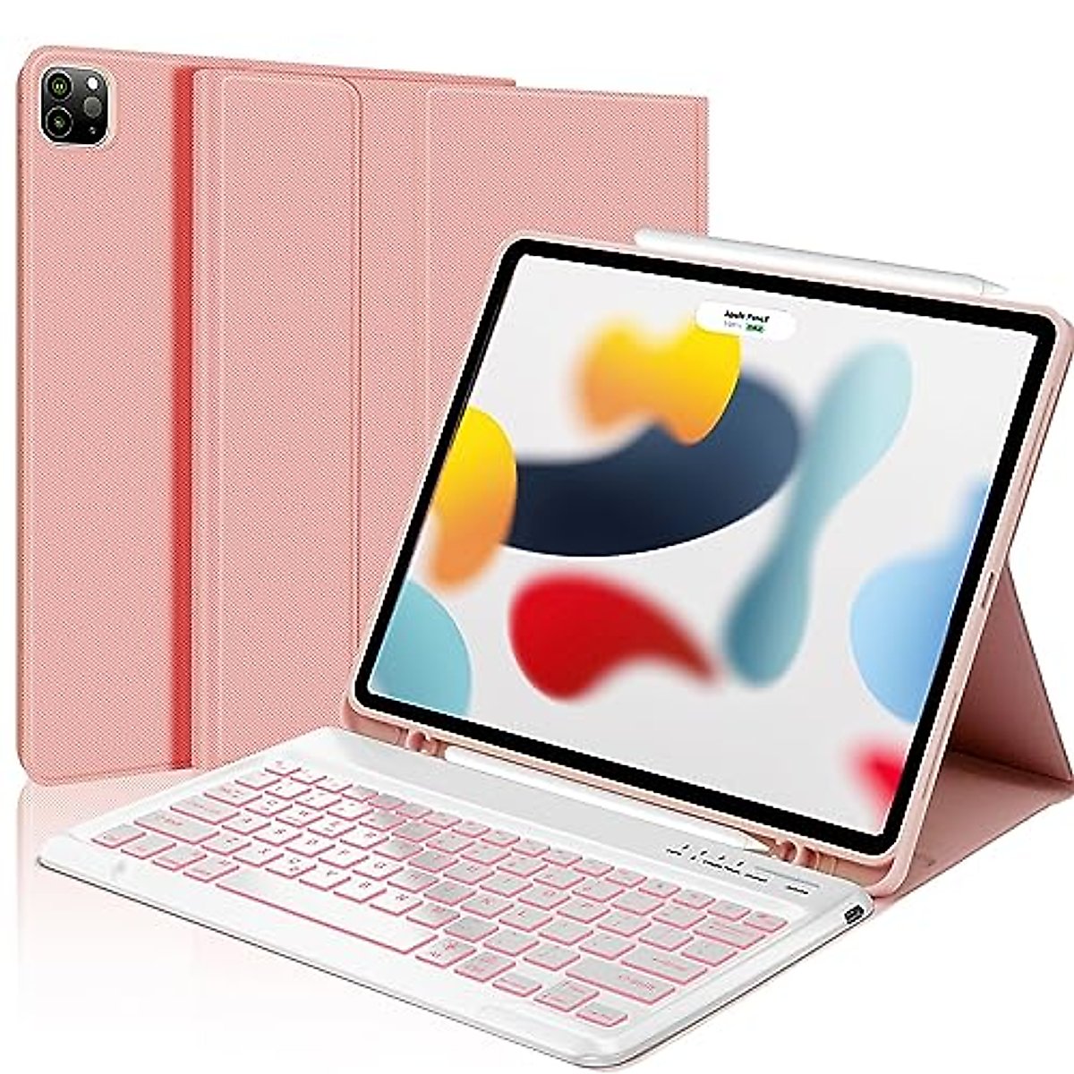D DINGRICH iPad Pro 12.9 Case with Keyboard - Magnetically Detachable, Backlit, Type-C, Bluetooth Connection, for iPad Pro 6th/5th/4th/3rd Generation 12.9 inch - Pink
