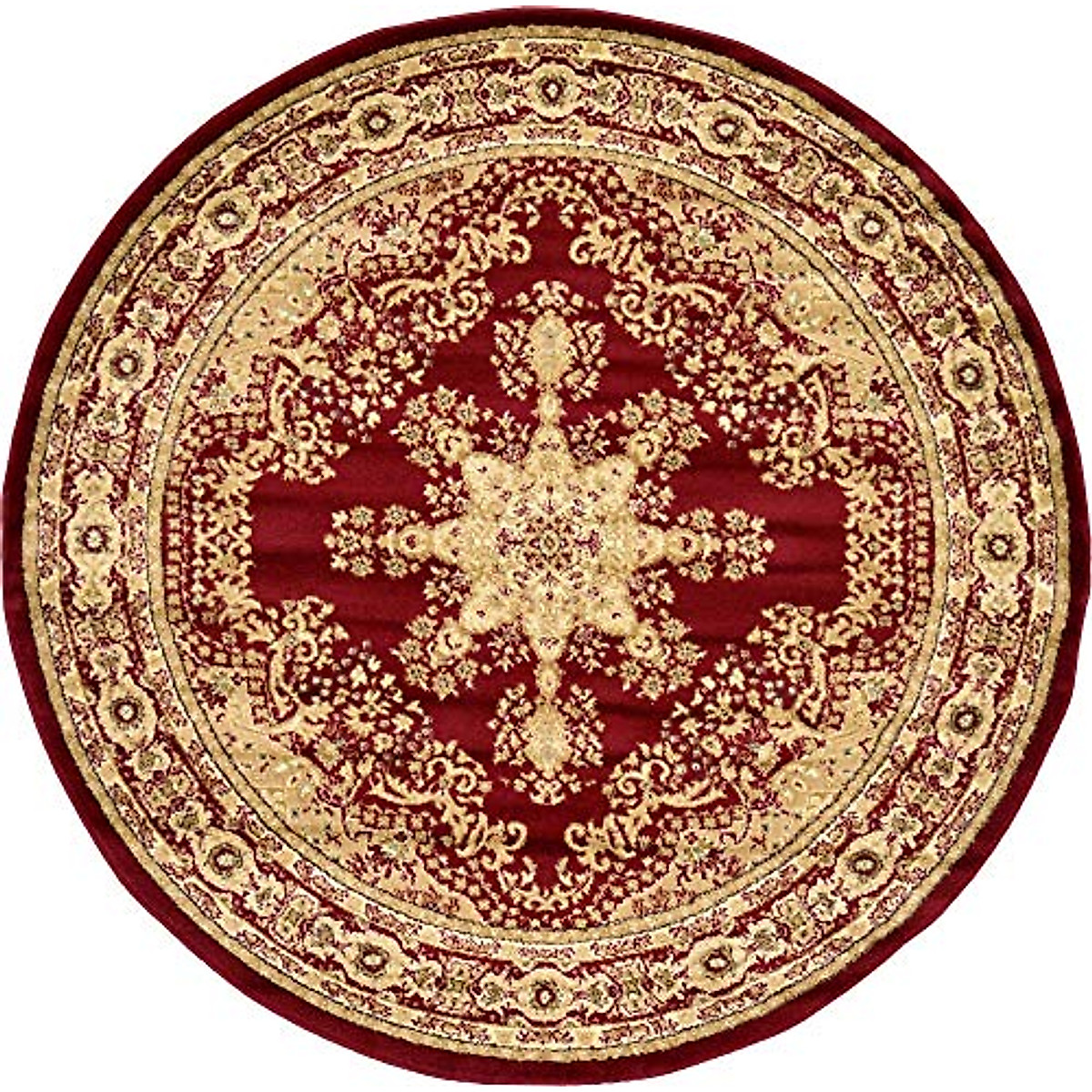 Unique Loom Versailles Collection Traditional Classic Border with Medallion Motif, Area Rug (6' 0 x 6' 0 Round, Burgundy/ Ivory)