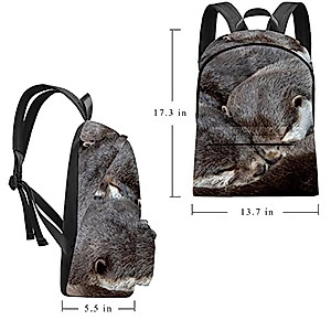Large Canvas Backpack College School Men & Women Cute Sleeping Otters