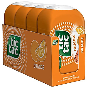 Tic Tac Orange Flavored Mints, 4 Count, On-The-Go Refreshment, 3.4 Oz Each