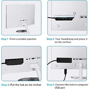 4-Port USB C Hub, USB 3.0 Mountable Desk USB Data Hub 3.0 Multiport Expander with 100CM Cable for MacBook, Mac Pro/Mini, iMac 2021, XPS, Surface Pro, Notebook PC, USB Flash Drives,Mobile HDD and More