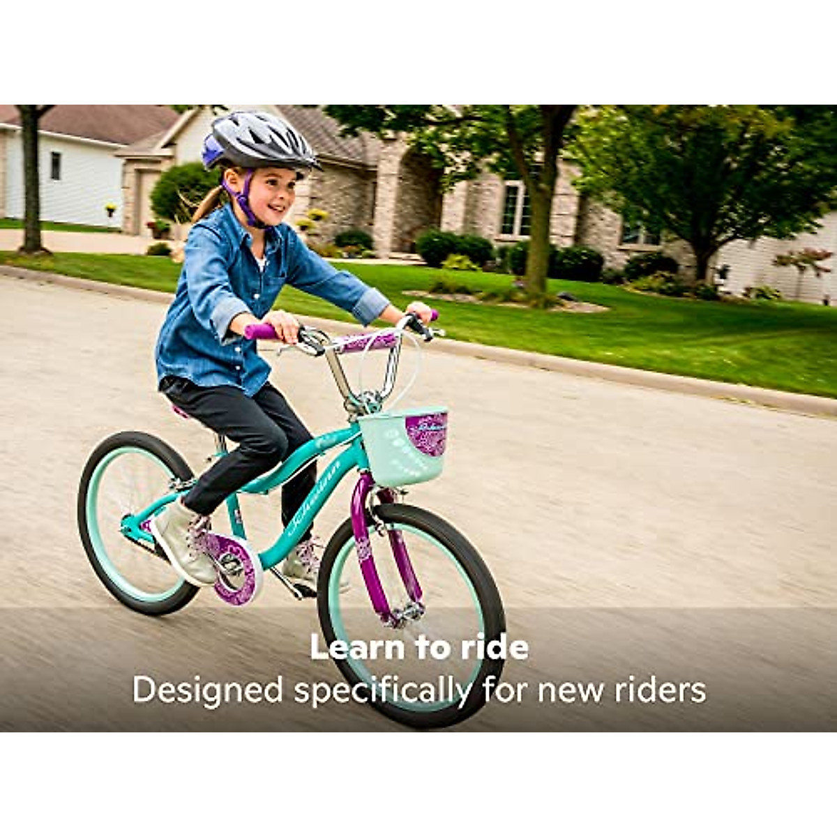 Schwinn Koen & Elm BMX Style Kids Bike in 20-Inch Wheels, Basket, Chain Guard & Kickstand Included, For Boys & Girls Age 7-13 Year Old, No Training Wheels, Teal