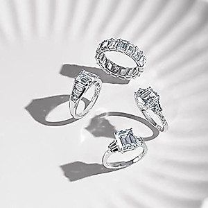 DIAMONBLISS Emerald Cut Ring for Women 925 Sterling Silver Prong Set Engagement Cocktail Ring Band | 3.60 Carats Cubic Zirconia CZ Simulated Diamond (9)