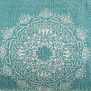 LR Home Ornate Tri-Medallion Throw Pillow, 14" x 36", Teal/Cream