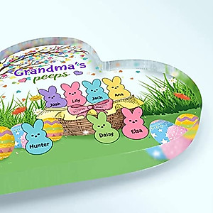 Nazenti Personalized Easter Grandma Peeps Acrylic Plaque, Easter Day Decor, Custom Easter Gifts with Names, Mimi Peeps Bunnies, Nana Peeps, Gigi Peeps, Grandma Mom Gifts, Mothers Day Gift for Women