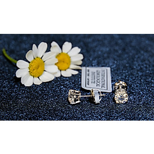 0.5 Carat Lab Grown Diamond Stud Earrings in 14k White Gold (1/2 cttw, D - E Color) 4-Prong Basket, Secure Screw Back Made in USA by Beverly Hills Jewelers