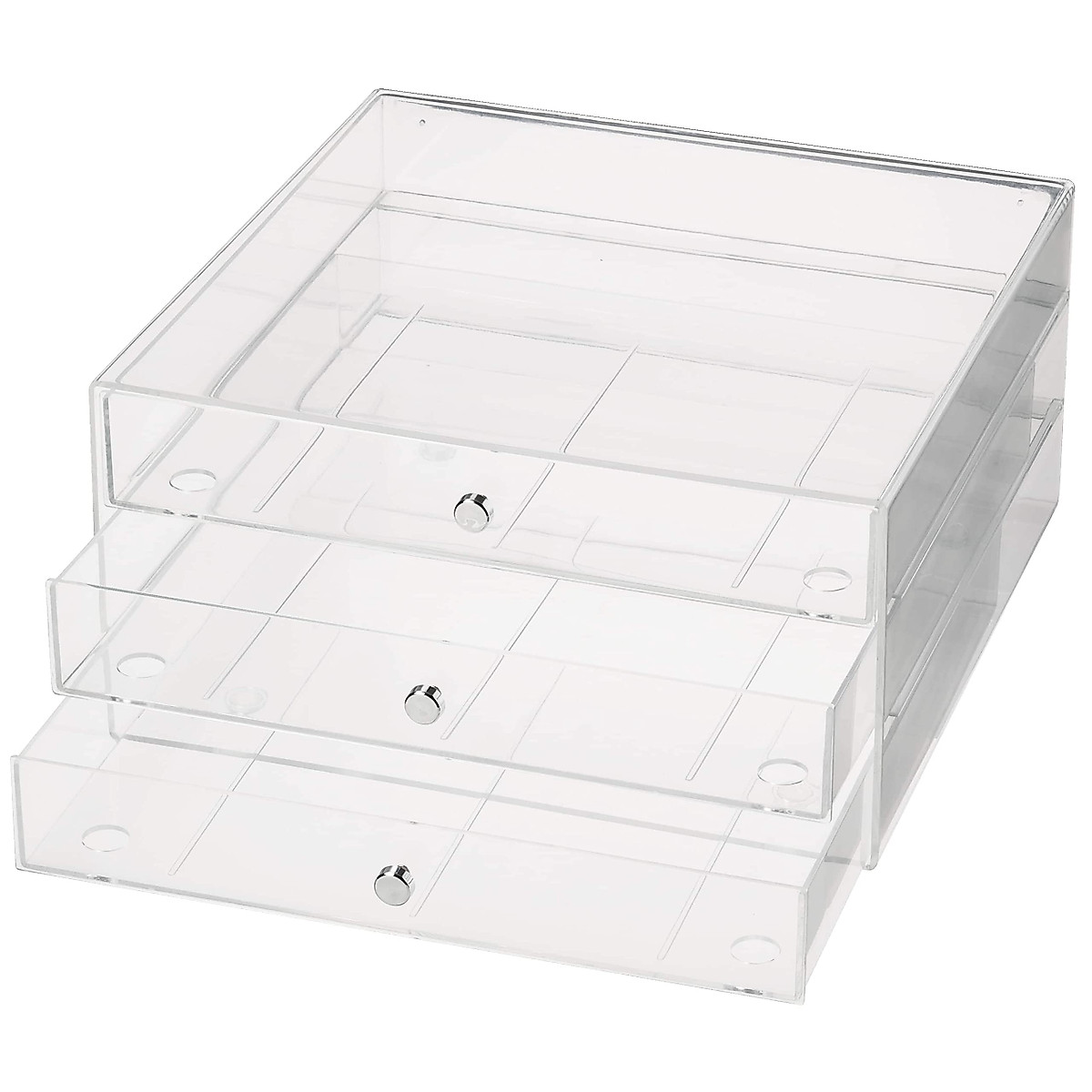 Simply Tidy Clear 3-Drawer Organizer Organize Cosmetics, Stationary, and Arts & Crafts - Bulk 4 Pack