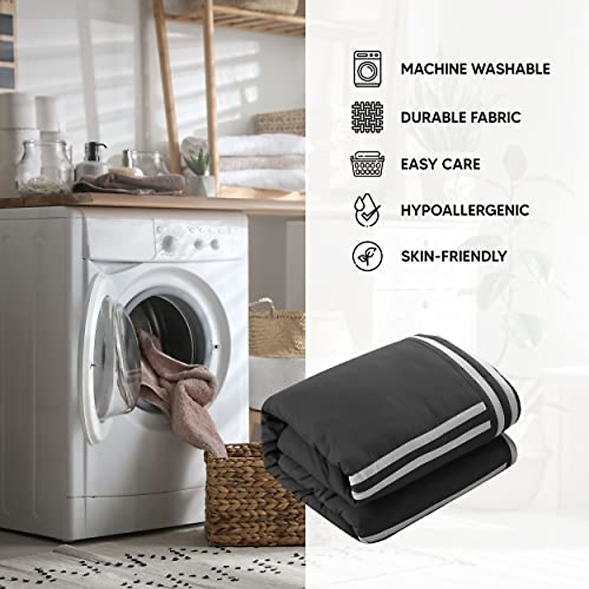 Chic Home Zarah 10 Piece Comforter Bedding with Sheet Set and Decorative Pillows Shams, Queen, Grey