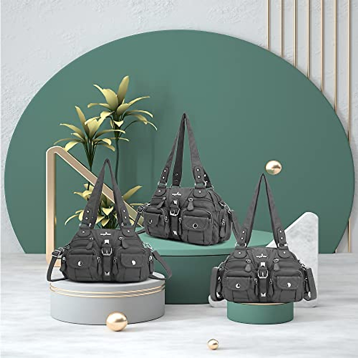 Angel Kiss Hobo Crossbody Purses for Women Shoulder Bag Multipocket Soft Hobo Purses Removable Strap Leather Handbags