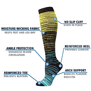 Double Couple 5 Pairs Wide Calf Compression Socks for Men Women Extra Plus Size Knee High Support 20-30