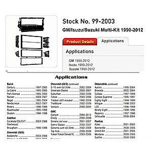 Metra 99-2003 Installation Multi-Kit for 1990-up GM/Suzuki Vehicles & Metra 70-2003 Radio Wiring Harness for GM 98-08 Harness