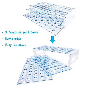 50Pcs Clear Plastic Test Tubes with Rack,16 x 100mm Tube with Caps and 50 Holes Tubes Rack,Test Tube Set for Scientific Experiments,Candy,Beads,Liquid Storage,Party Decor