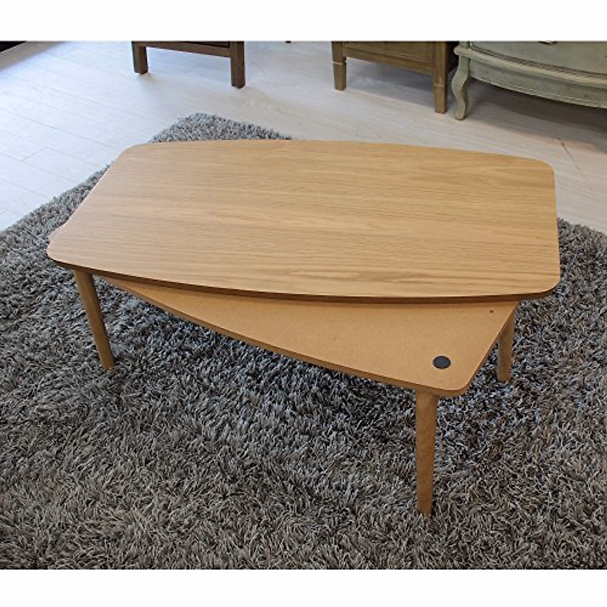 AZUMAYA Kotatsu Heater Folding Legs Table W36.0 x D20.0 x H14.5 Inches Natural Oak and Rubber Wood Material Home and Living Natural Oak Wooden Color ELFI-901OAK