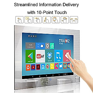 Haocrown 21.5 inch Bathroom TV Touchscreen IP66 Waterproof Smart Mirror TV for Bathroom with Android 11.0 System & 500 High-Brightness Built-in HDTV(ATSC) Tuner, Wi-Fi Bluetooth(Nearly New)