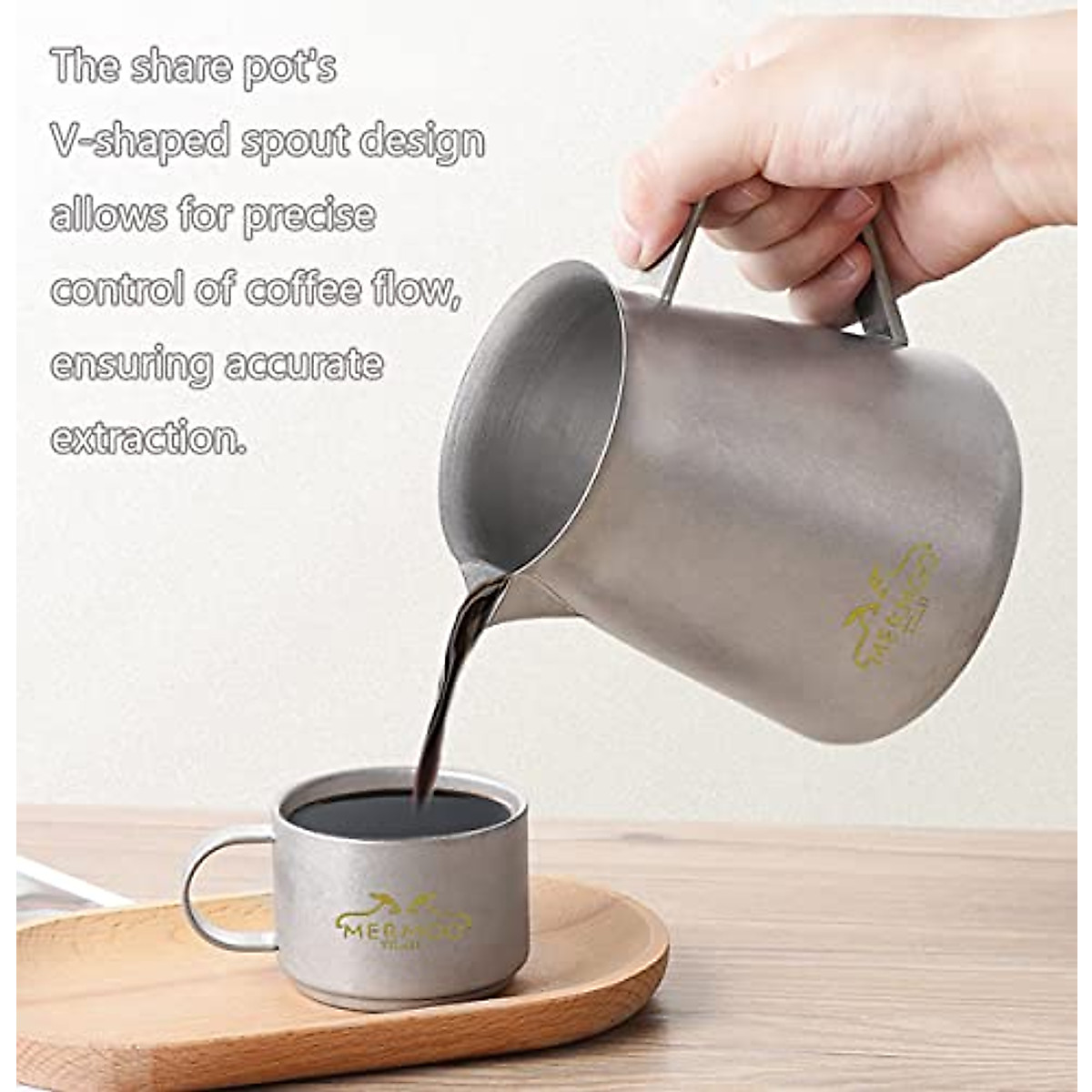 MERMOO YILAN Pour Over Coffee Maker Set 304 Stainless Steel Vintage Style Coffee Dripper with Coffee Server Set Perfec for 2-4 Cups