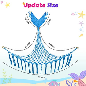 SMTTW Stuffed Animal Net or Hammock, Macrame Toy Hammock with Boho Tassels, Stuffed Animal Hammock Display Hanging Pet Net, Plushie Hammock Corner Net Holder for Nursery Bedroom Playroom Storage(Blue)