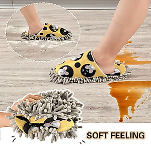 FLildon Microfiber Cleaning Slippers Cute Cake Mouse Washable Mop Shoes Slipper for Men/Women House Floor Dust Cleaner, Size L