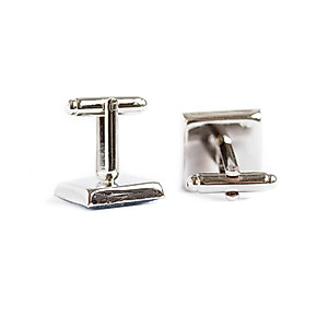 Unique Cufflinks and Tie Clip set, recycled circuit board jewelry for men (Blue)