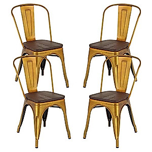Brage Living Vienna Elmwood Top 18" Metal Chair Set (Set of 4)