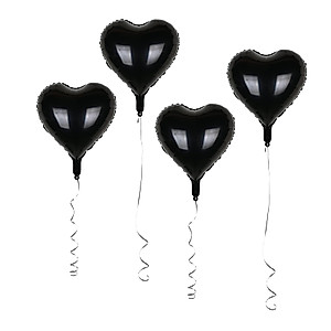 Guzon 15Pcs Black Heart Shaped Balloons 18" Mylar Balloons Aluminum Foil Balloons For Baby Shower Wedding Valentine Decorations Love Balloons Party Decorations