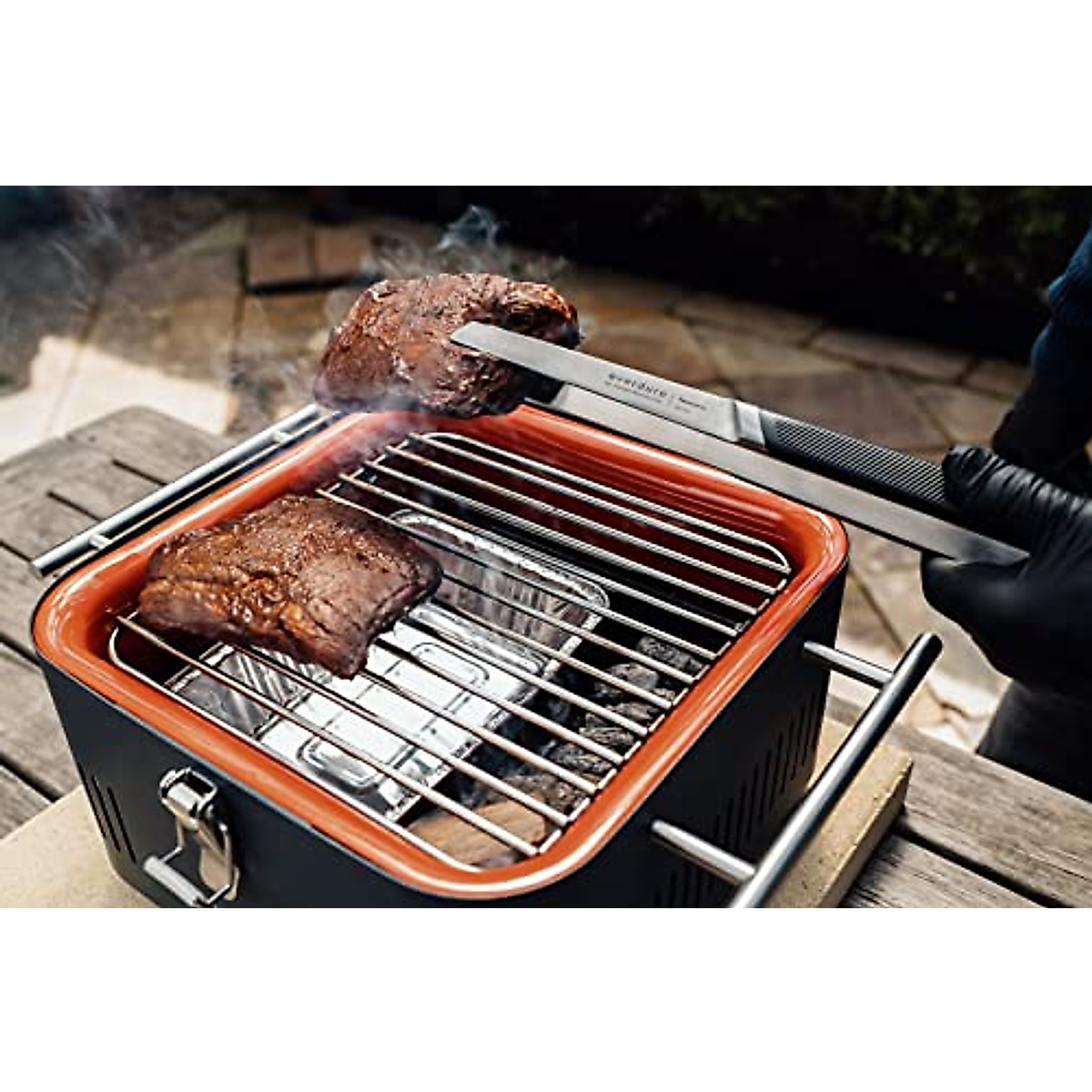 Everdure by Heston Blumenthal Premium Large Grilling Tweezers: Brushed Stainless Steel, Soft Grip Handle and Lightweight, Perfect Precision Tweezers for Handling Small Items on The Grill or Cooktop