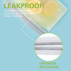 12 Reusable Food Storage Bags,STAND UP Reusable Freezer Bags,Snack,Lunch,Sandwich Ba