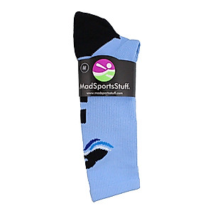 MadSportsStuff Swimmer Logo Athletic Crew Socks (Columbia Blue/Black, Small)