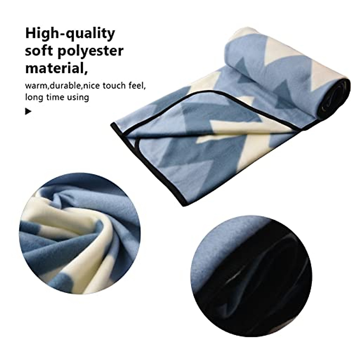 forestfish Fleece Throw Blanket Cozy Soft Portable Travel Blanket Compact for Long Car Airplane Train Rides 60" x 40", Blue