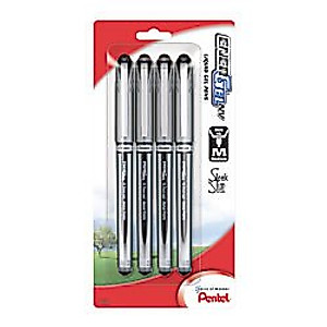 Pentel EnerGel NV Gel Ink Pen, (0.7mm), Metal Tip, Black Ink, 4 Pack (BL27BP4A)