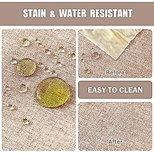 AUSSPVOCT Linen Textured Tablecloth Rectangle 52x70 Water Resistant Spill-Proof Wipeable Table Cloth Wrinkle Free Table Covers for Dining, Farmhouse, Outdoor, Kitchen, Banquet