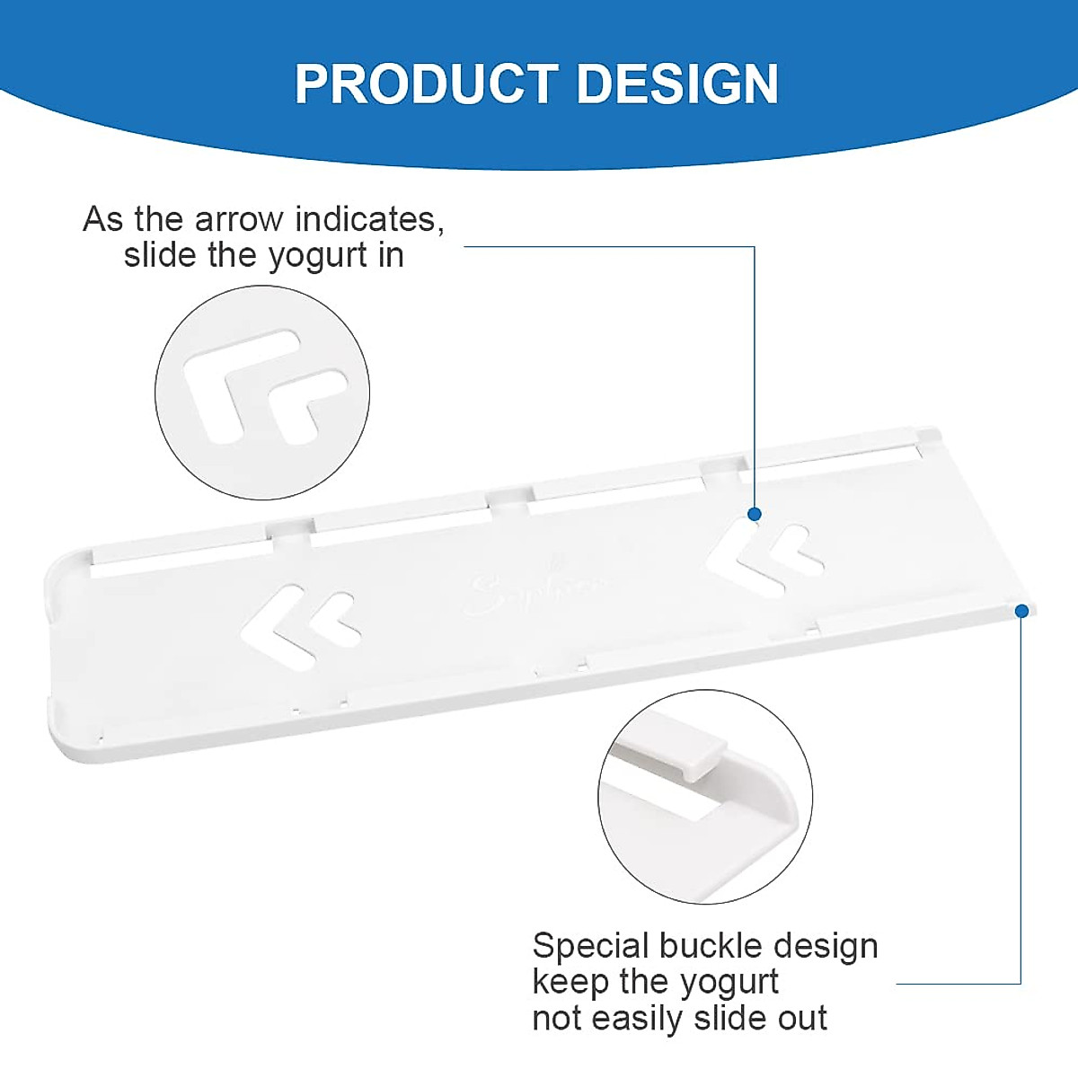 Sophico Yogurt Organizer for Fridge, 4 Capacity Yogurt Sliders for Refrigerator, Yogurt Holder with Adhesive Tapes for 3.75 Inch Yogurt, Greek and Vegan Yogurt (White,2 Pack)