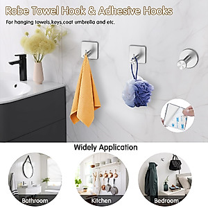Bathroom Hardware Set, Brushed Nickel Bathroom Accessories, 6PCS Adjustable Towel Holder Set, Expandable Tower Bar, Adhesive Toilet Paper Holder, Stainless Steel Towel Rack, Towel Ring, Hooks,No Drill