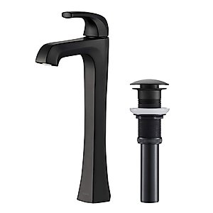 Kraus KVF-1210MB Esta Single Handle Vessel Bathroom Faucet with Pop-Up Drain, Matte Black