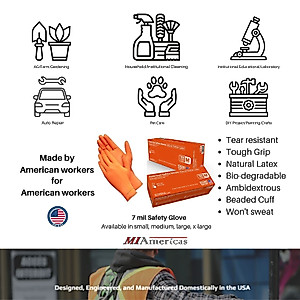 American Safety Glove Latex Disposable Low Protein Natural Rubber Non-Allergy 7 MIL 1 box of 100 (Medium, 100, Count)