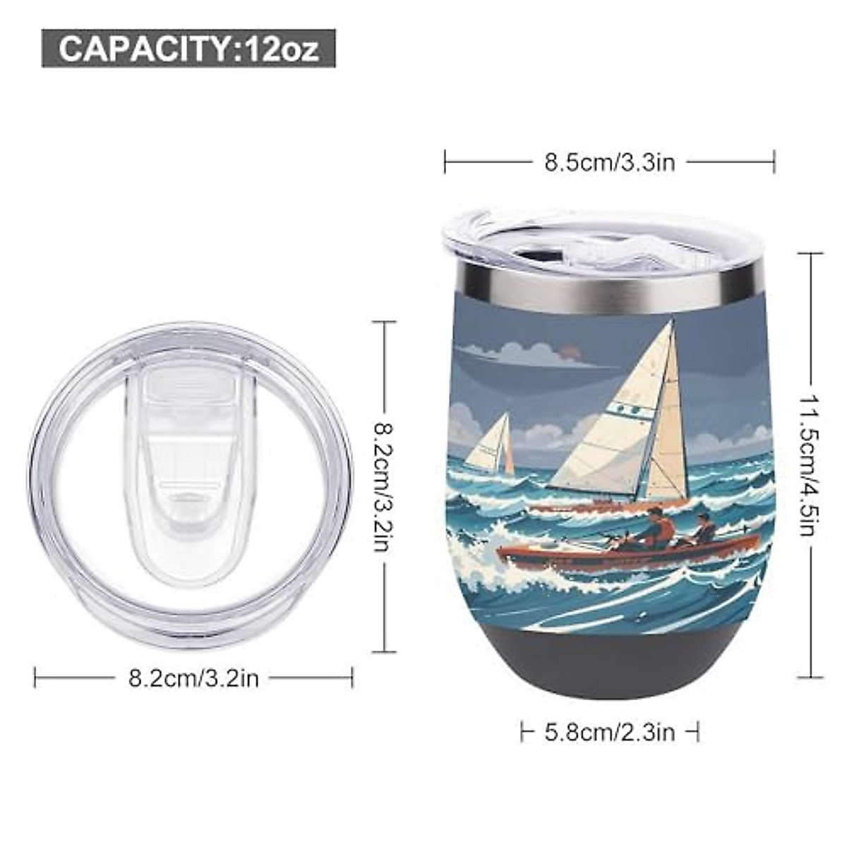 OPTKSNCU 304 Stainless Steel Insulated Cup with Lid, Two Rowboats Print Durable, And Easy to Clean – Ideal for Home, Office, And Gift Giving