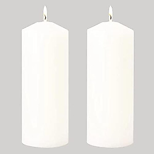 Pillar Candles Set of 2, Unscented Large White Emergency Candle, 3x8 inches Hand Poured Tall Candles Bulk, Non-Toxic Smokeless Dripless and Unscented Candles for Home Wedding Decor Candles