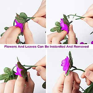 ALINREDBX 5pcs Artificial Flowers Fake Rose Vine Flowers Plants Hanging Rose Ivy for Home Hotel Wedding Party Garden Décor (Dark Purple)