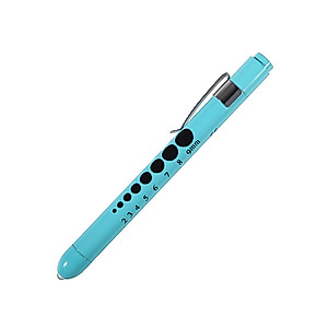 Aokin Medical Pen Light for Nurse Doctor, Reusable LED Medical Penlight Flashlight with Pupil Gauge and Ruler, White Light, Sky Blue