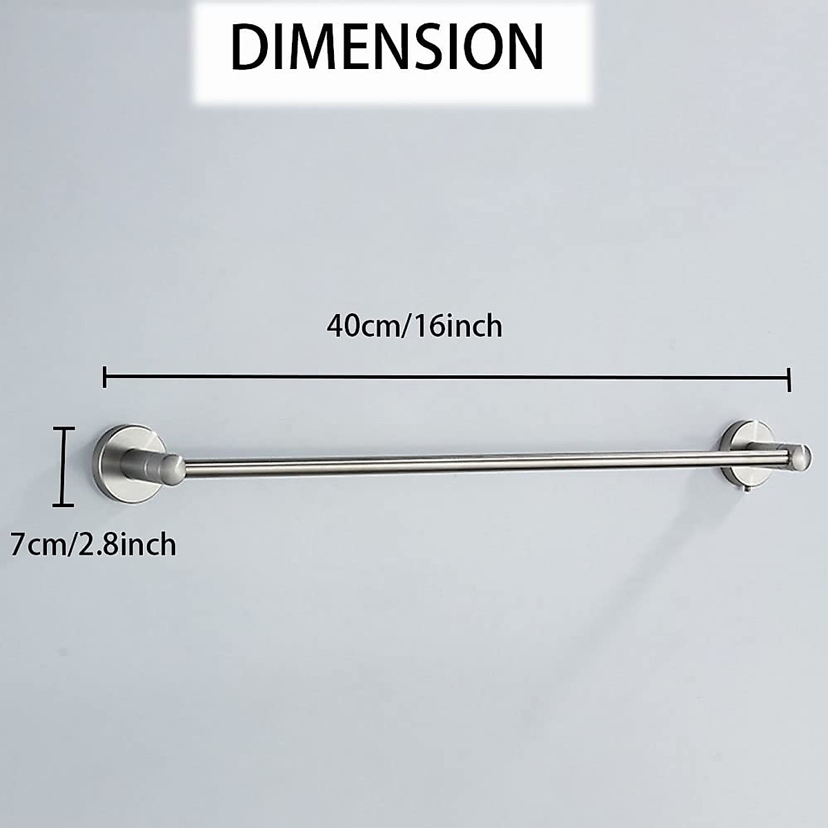 HXcomet 40cm Towel Rail Wall Mounted Towel Holder Screw mounting Small Towel Rail for Bathroom and Kitchen SUS 304 Stainless Steel Brushed Finish,Silver (40cm Towel Rail_B_Style)