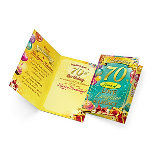 Prime Greetings 70th Birthday Card, Made in America, Eco-Friendly, Thick Card Stock with Premium Envelope 5in x 7.75in, Packaged in Protective Mailer
