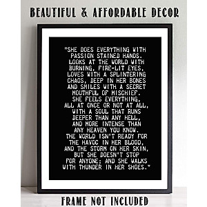 She Does Everything with Passion & Doesn't Stop - Motivational Wall Art, Inspirational Desk Decor for Women, Positive Affirmations Wall Decor, Home Decor & office Decor. Great Gift! Unframed - 8x10