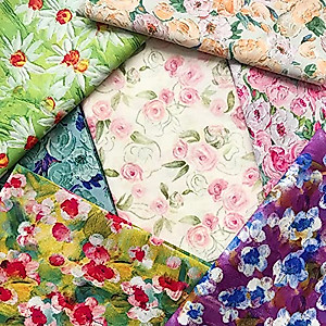 levylisa 7 Pieces 18 x 22 Inches Cotton Fabric Square Fabric Craft Fabric Scraps Cotton Quilting Oil Painting Fabric Bundles Patchwork for Kids DIY Craft Sewing Clothing