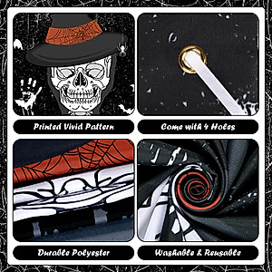 Halloween Scary Skeleton Door Cover Decorations Halloween Skull Party Banner Decor Day of the Dead Scary Skeleton Door Cover for Halloween Party Haunted House Decorations(35.4"x 72.8")