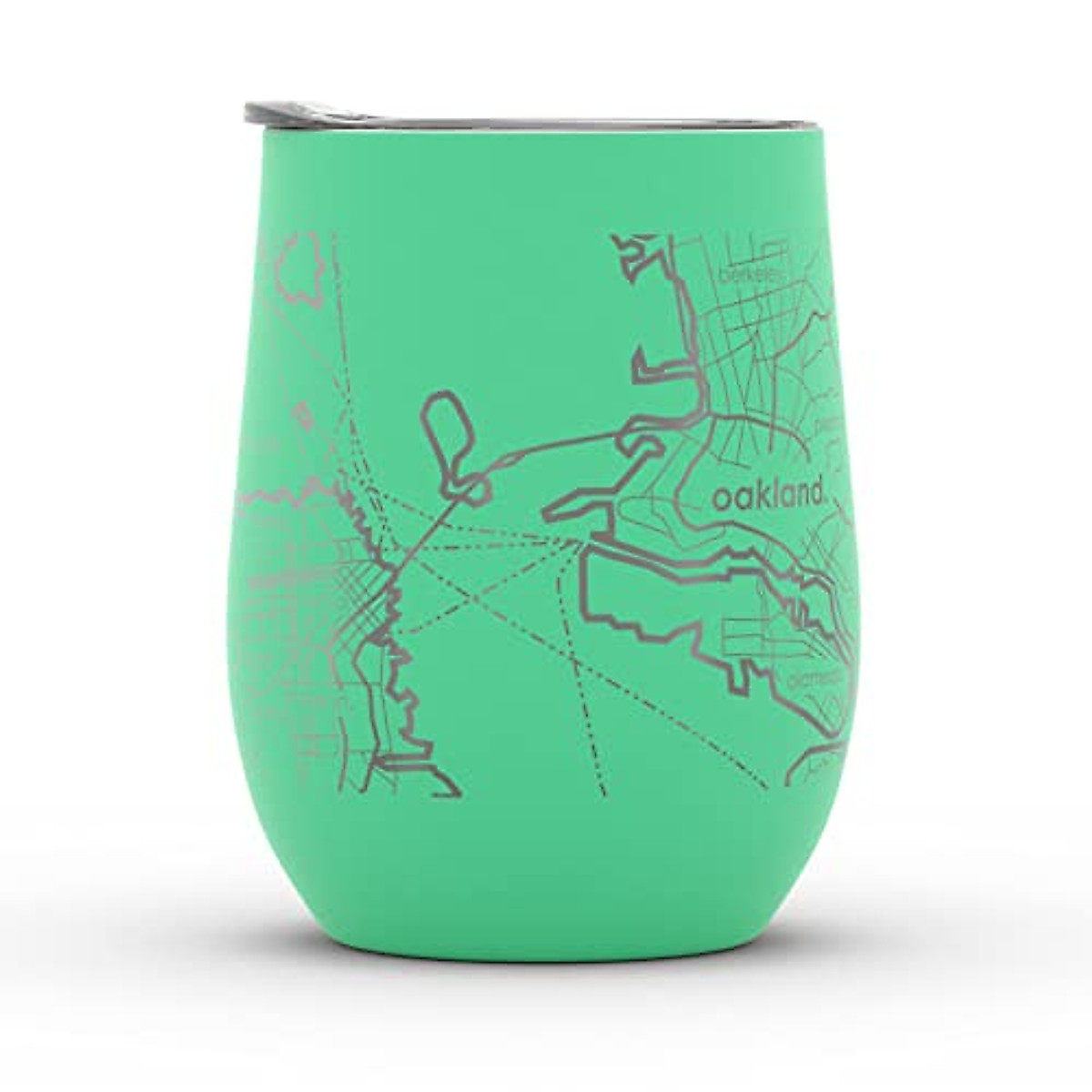 Well Told Engraved San Francisco California Map Insulated Wine Tumbler, Etched Stainless Steel Cup (12 oz, Sunday Green) City Map Insulated Tumbler, Custom Insulated Tumbler, Outdoor Drinkware