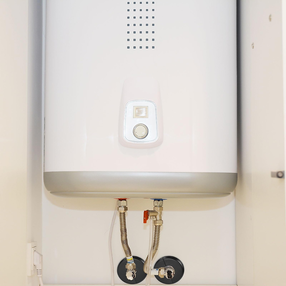 PATIKIL Wall Split Flange 2.52" (64mm),2 Pcs ABS Round Self-Adhesive Escutcheon Plate Buckles Water Pipe Cover for Kitchen Bathroom Arm Pipe Faucet Decoration, Black