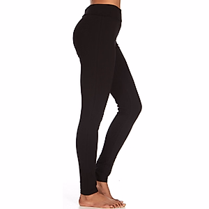 UNIQUE STYLES ASFOOR Yoga Pants for Women High Waisted Cotton Workout Black Leggings (Black, Small)