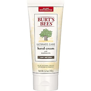 Burt's Bees Hand Cream for Dry Skin, Moisturizing Natural Lotion, Unscented, Ultimate Care with Baboab Oil, 3.2 Ounce (Packaging May Vary)