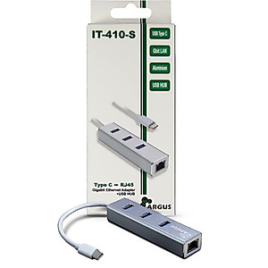 Inter-Tech Argus IT-410-S Adaptor USB Type C to GbitLAN with 3X USB 3.0 Hub