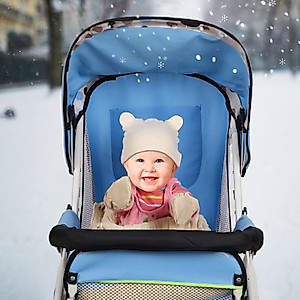 Newborn Baby Wrap Blanket Knit Sleeping Bag Receiving Blankets Stroller Wrap Newborn Baby Hat Bear Ears Infant Caps and Baby Mittens Gloves Gift for Christmas for 9-12 Months Boys Girls(Light Gray)